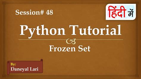 Frozen Set In Python Python Tutorial In Hindi 48 Youtube