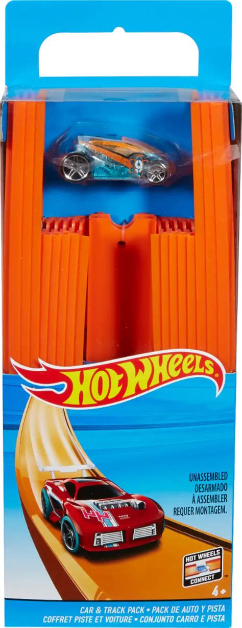 Hot Wheels Track Builder Straight Track With Car Orangeblue Bht77
