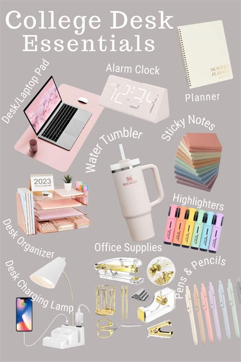 Must Have College Items To Keep Your Dorm Desk Organized College Desk Essentials College Desk