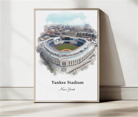 Yankee Stadium New York Poster Watercolor Baseball Art Print New