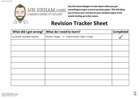 Mr Exham Revision Tracker Sheet Docx