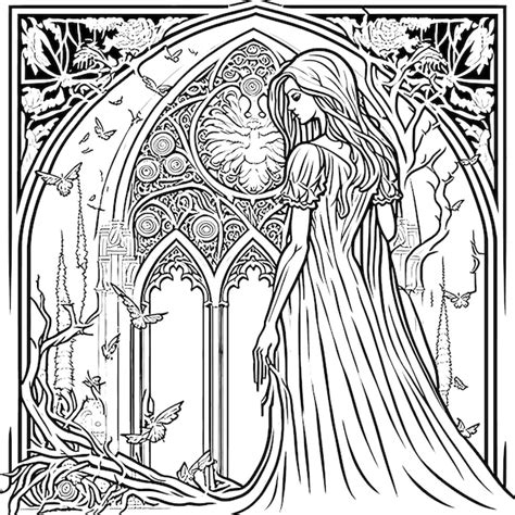 Premium Vector Coloring Book The Image Of A Princess With A Beautiful Hand Drawn Princess