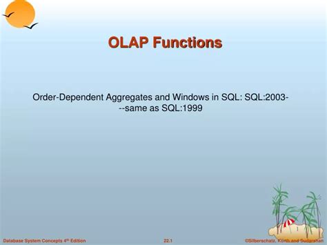 Ppt Advanced Olap Functions With Order Dependent Aggregates In Sql