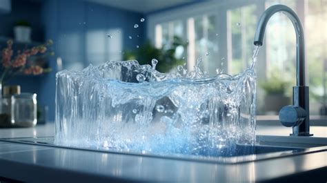 Premium Photo A Kitchen Sink With Water Running From The Faucet
