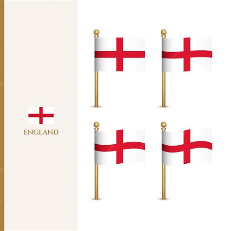 Ondeando Banderas De Inglaterra 3d Vector Ilustración Bandera De