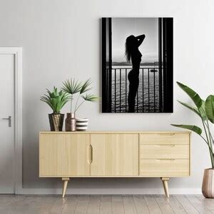 Woman Silhouette In Window Poster Black And White Fashion Wall Art