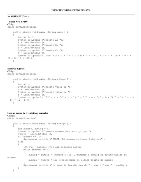 Ejercicios Resueltos De Java Docx