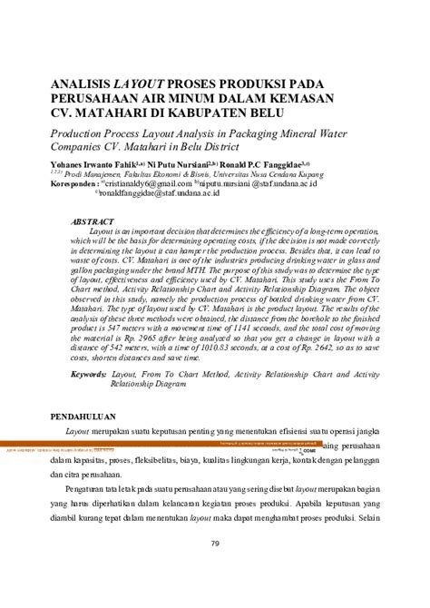 Pdf Analisis Layout Proses Produksi Pada Perusahaan Air Minum Dalam