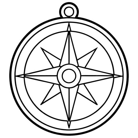 Compass Outline Coloring Book Page Line Art Drawing Premium Ai