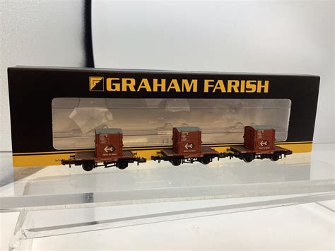Graham Farish 377 337 N Gauge Triple Pack Br Conflat Wagons Bauxite A Containers