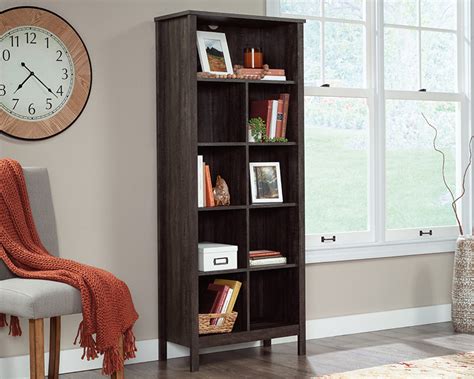 Sauder Tall Cubby Bookcase In Blade Walnut 433980