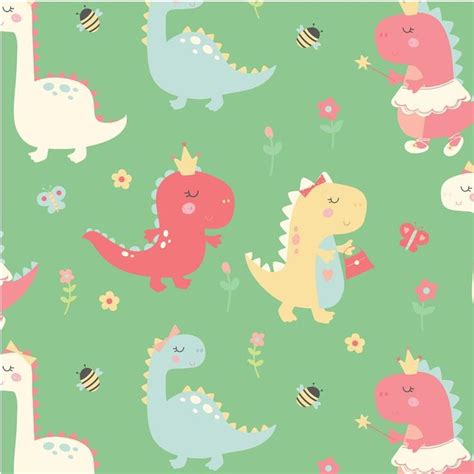 Girl Dinosaur Patterns Printable Digital Paper Pack Etsy Dinosaur