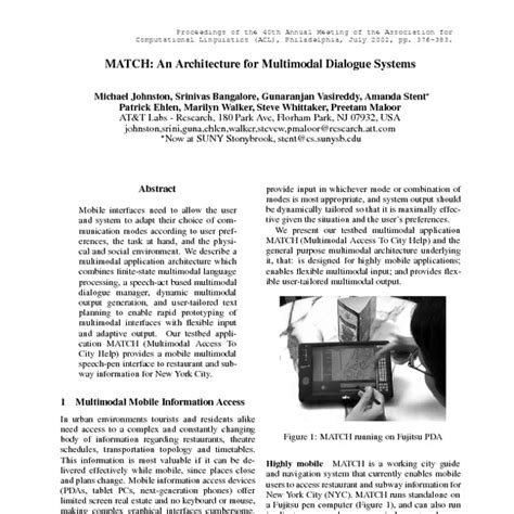 Match An Architecture For Multimodal Dialogue Systems Acl Anthology