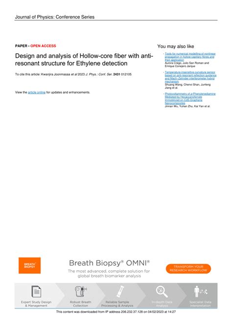 Pdf Design And Analysis Of Hollow Core Fiber With Anti Resonant