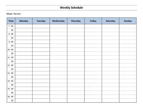 6 Week Work Schedule Template Rillyhorizon