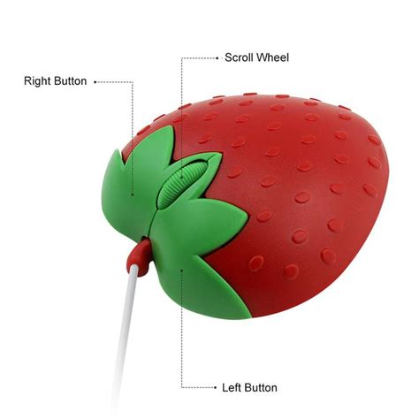 Portable Cute Mini Strawberry Wired Mouse Usb Smal Grandado
