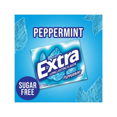 Extra Peppermint Sugar Free Chewing Gum 15 Stick Single Pack Extra
