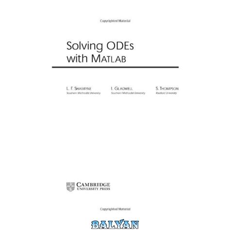 دانلود کتاب Solving Odes With Matlab بلیان