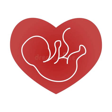 Icono Del Bebé De La Sonografía En El Fondo Del Corazón Vector Illust
