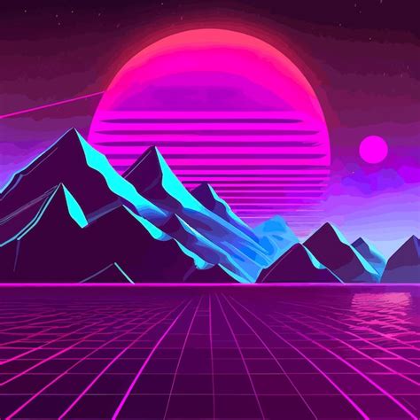 Premium Photo Retro Synthwave Background