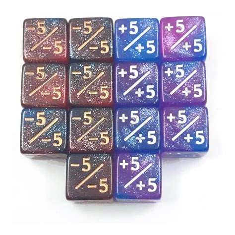 D6 16mm Positive And Negative Glitter Coloured Counters 14 Dice
