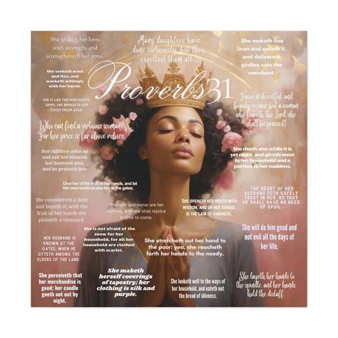Proverbs 31 Canvas Virtuous Woman Decor Pink And Gold Roses Full