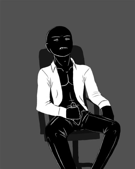 Rule 34 1boy Alien Humanoid Bald Black Skin Chair Grey Background