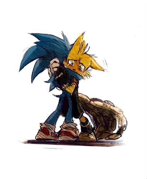 Sonic The Hedge Is Walking With His Arm Around Another Persons Shoulder And Head