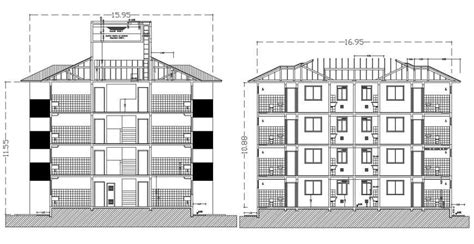 D Cad Drawing Of Flat Exterior Elevation Autocad Software