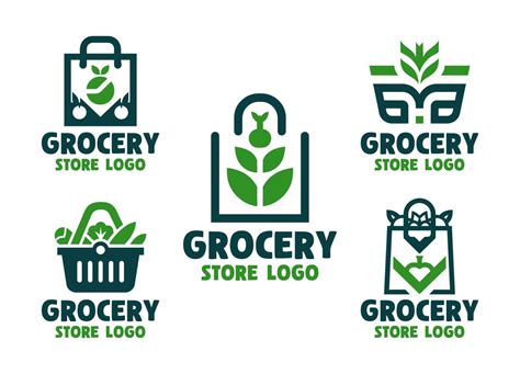 5 Grocery Store Logo Set Modern Minimalist Retail Branding Collection
