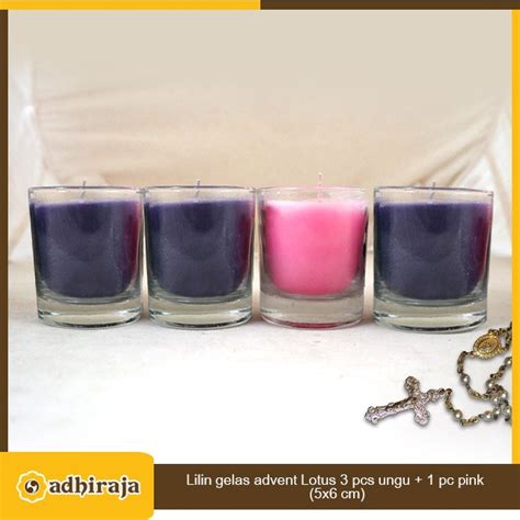 Jual Lilin Doa Advent Adven Ungu Pink Lilin Rohani Misa Natal Gelas Shopee Indonesia