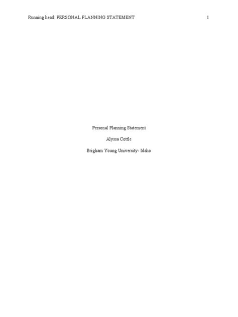 Personal Planning Statement Pdf Psychological Concepts