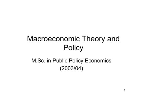 Macroeconomic Theory And Policy