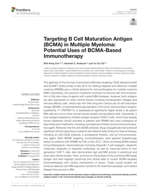 Pdf Targeting B Cell Maturation Antigen Bcma In Multiple Myeloma Potential Uses Of Bcma