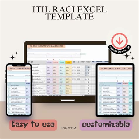 Itil Raci Excel Template With Gantt Chart Streamline Your It Service