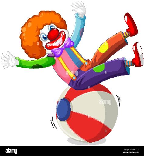Clown Character Show Sitting On The Ball Isolated On White Background Illustration Stock Vector