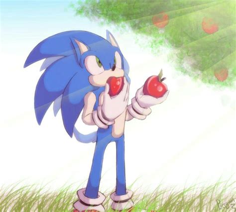 Sonic Eating And Apple By Sonnikugirl On Deviantart
