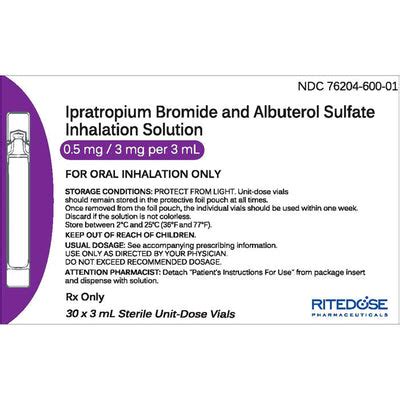 Ipratropium Bromide And Albuterol Sulfate 0 5 Mg 3 Mg Per 3 Ml Ampul