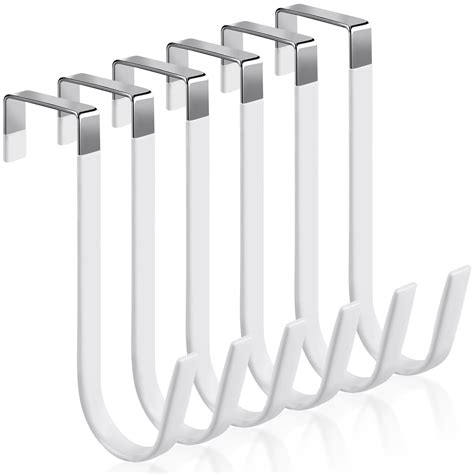6 Pack Metal Over Door Hooks Heavy Duty Organizer For Hanging Clothes