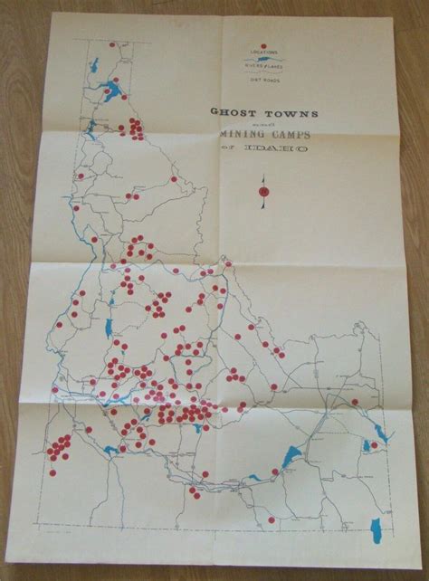 Big 1960s Map Idaho Ghost Towns And Mining Camps By T R Glenn Gold