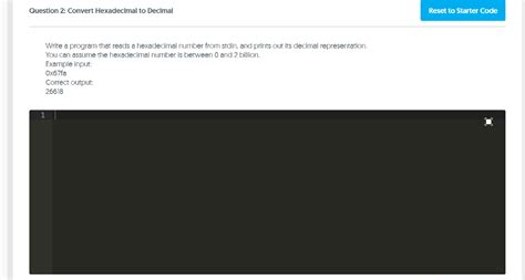 Solved Question Convert Hexadecimal To Decimal Reset To Chegg