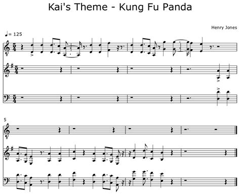 Kais Theme Kung Fu Panda Sheet Music For Classical Guitar Horn In
