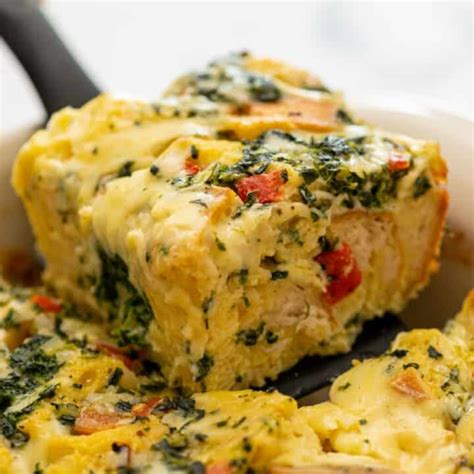 Easy Overnight Breakfast Strata With Spinach And Cheese