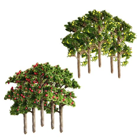 10 Pcs Mixed Miniature Fruit Tree Models Railway Accessories Forest