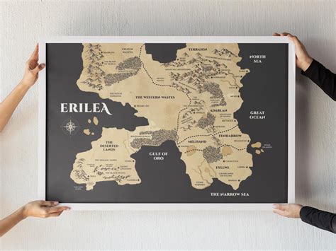 Throne Of Glass Map Black Erilea Map Sarah J Mass Art Heir Of Fire Queen Of Shadows Empire