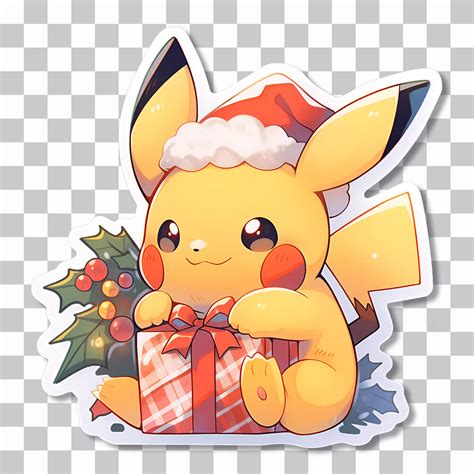 Pikachu In Hat Christmas T Sticker Pikachu Sticker Download