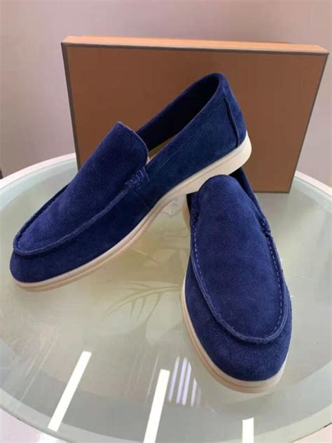 Loro Piano Mens Loafers Navy Blue