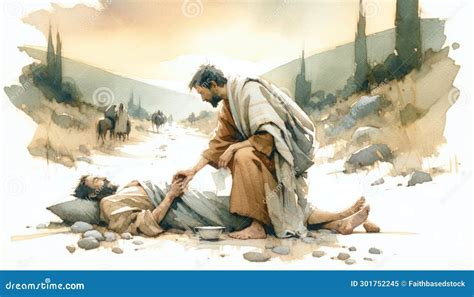 The Parable Of The Good Samaritan Vector Drawing