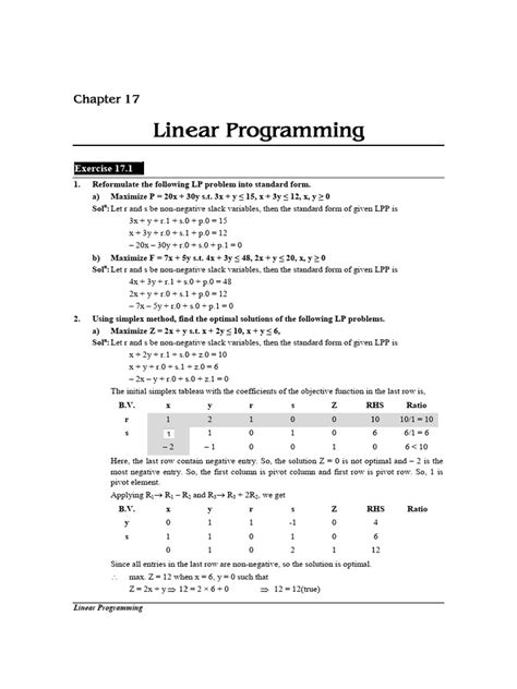 Linear Programming Pdf Numerical Analysis Systems Analysis