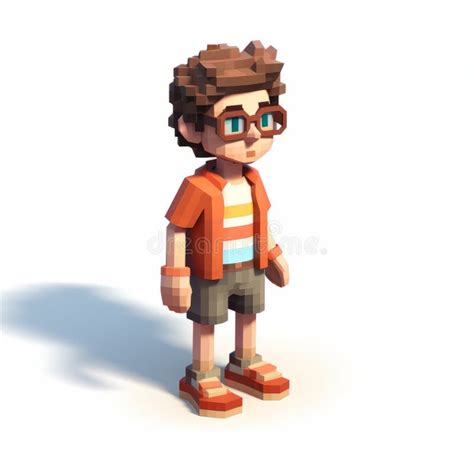 Realistic 3d Pixel Boy Concept Art Lucas As An Adult Stock